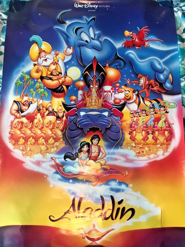 RARE Disney Aladdin Movie Poster 35" x 23" please Read | eBay