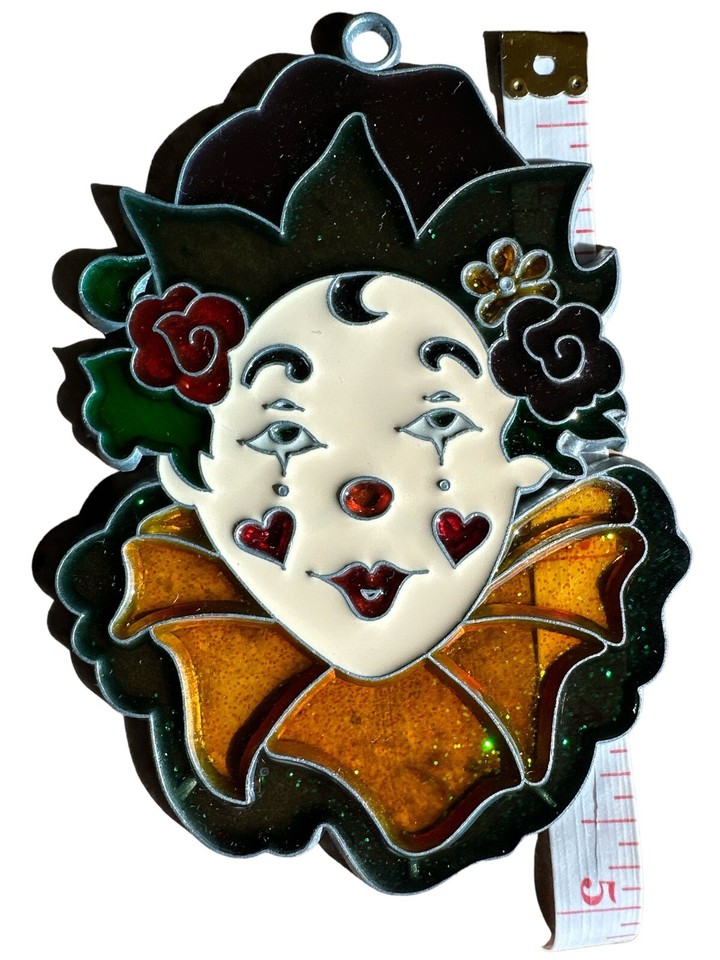 Vintage Sun Catcher Orleans Mask Clown Jester Mime Joker Hearts Acrylic ...