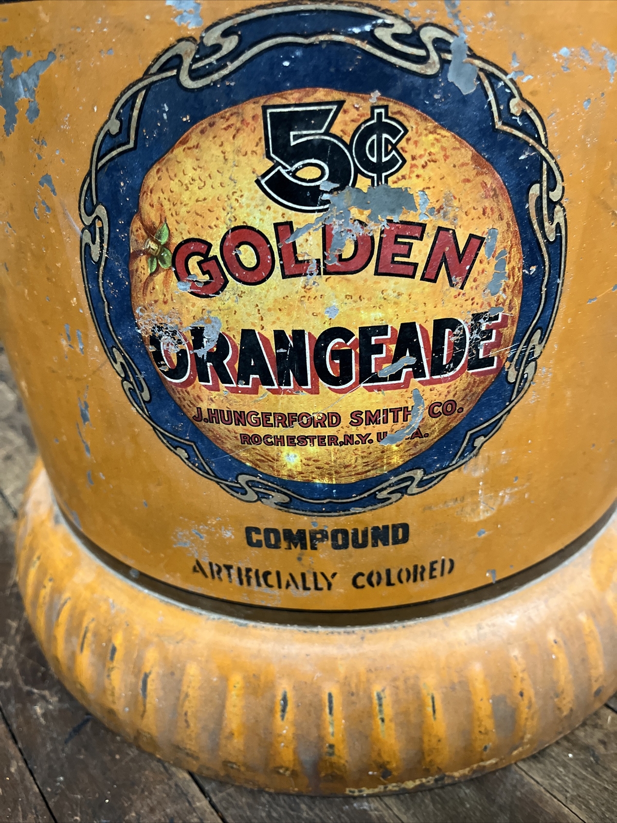 VINTAGE C. 1902 GOLDEN ORANGEADE SODA DISPENSER SIGN COKE 7UP PEPSI ...