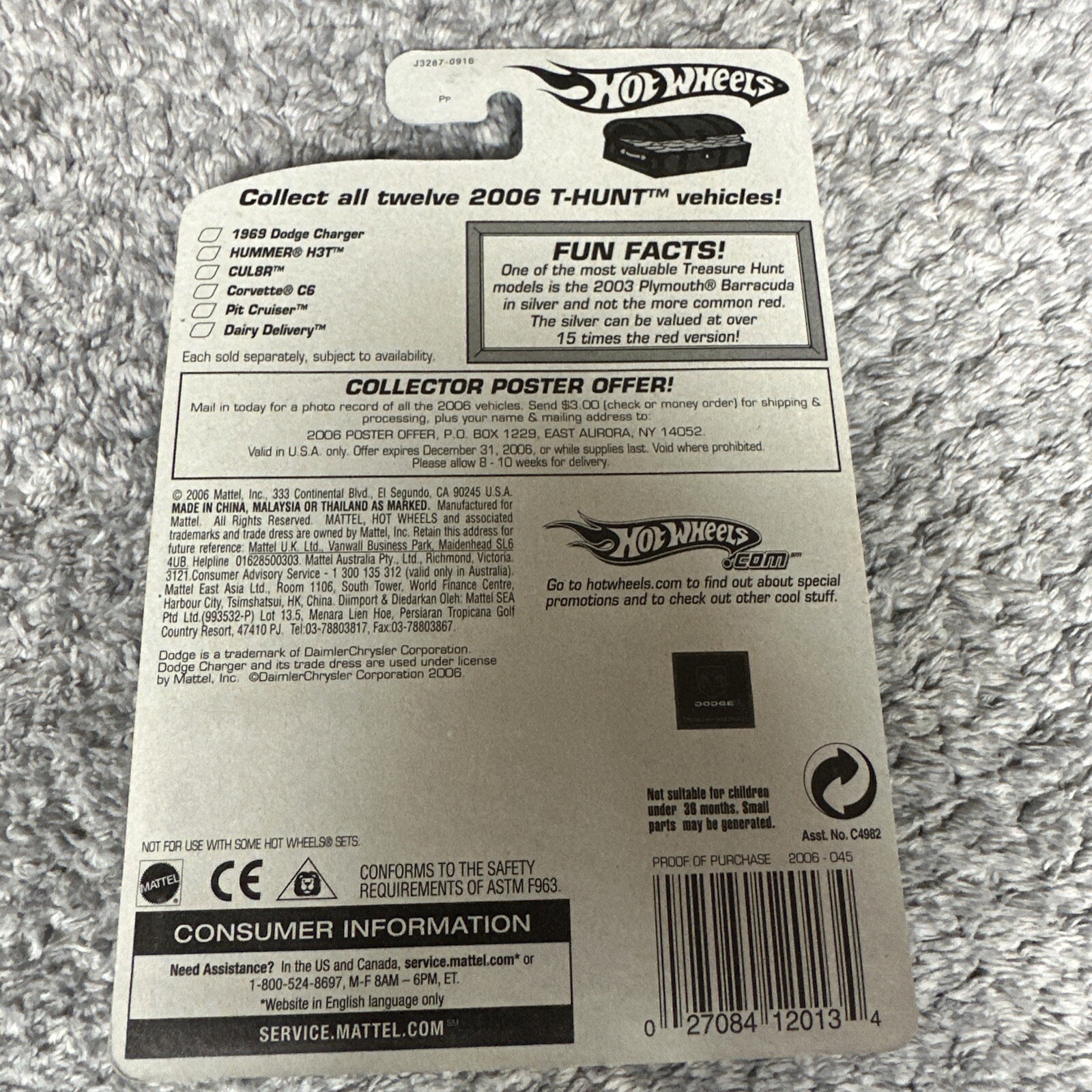 Hot Wheels 1969 Dodge Charger Treasure Hunt Autographed By John ...