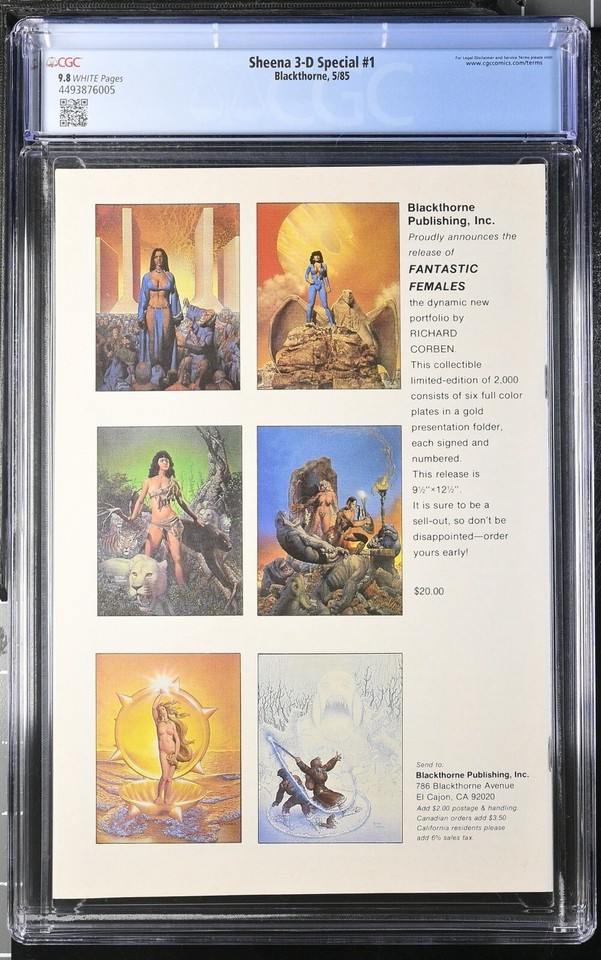 Sheena 3-D Special 1 CGC 9.8 Dave Stevens Cover Blackthorne | eBay