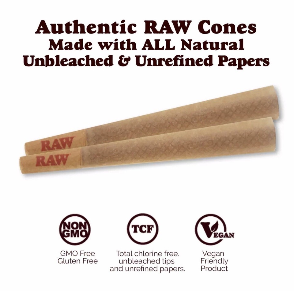 RAW Classic 98 special Size Cone AUTHENTIC(200 pack)+phily tube+glass ...