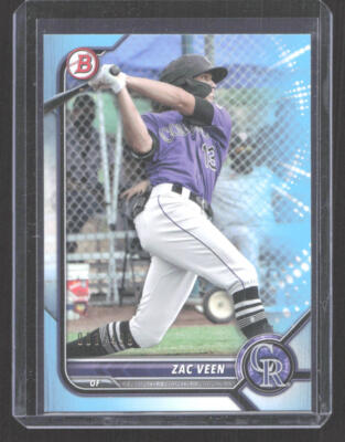 2022 Bowman Zac Veen Sky Blue Paper #/499 #BP-13 Colorado Rockies | eBay