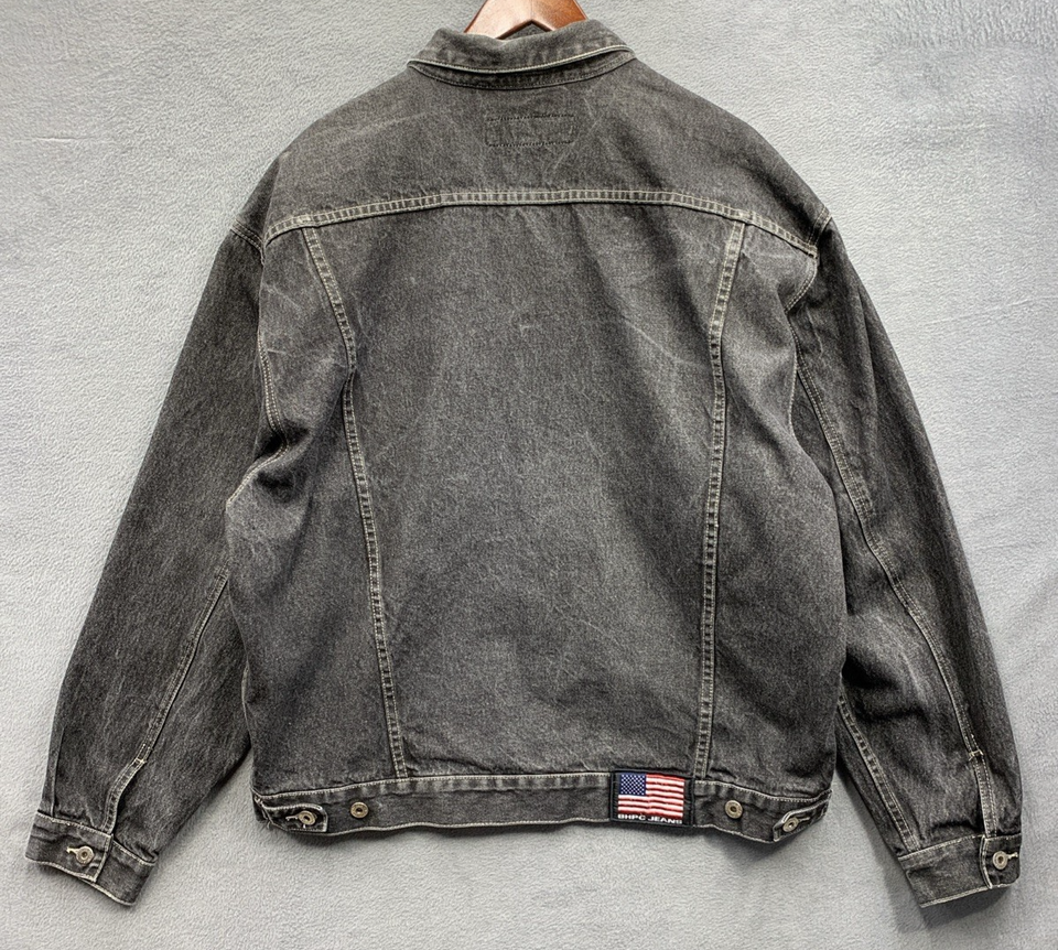 Vtg BHPC Beverly Hills Polo Club Mens Jean Jacket Button Front Black ...