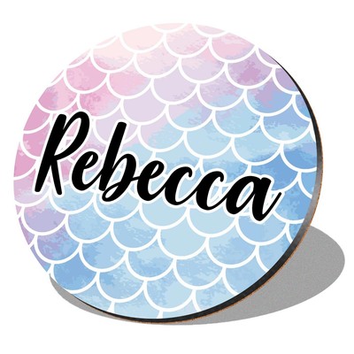 1 x Round Coaster - Name Rebecca Mermaid Scales Fish Sea Lettering ...
