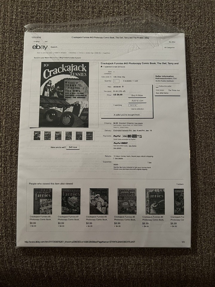 Crackajack Funnies Photocopy #43 JP | eBay