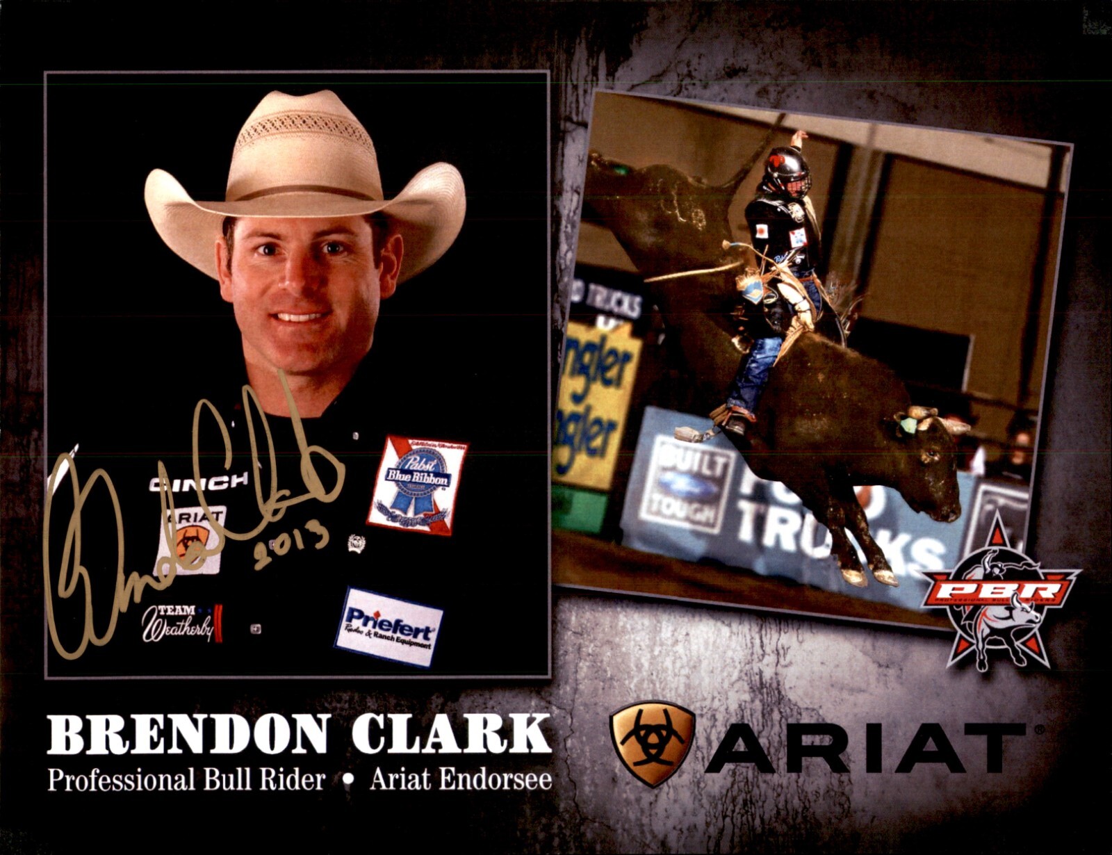 Brendon Clark Signed Ariat Bull Riding Rodeo Promo 8.5x11 Photo | eBay