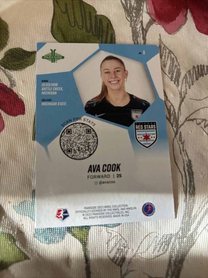 2022 Parkside NWSL Black & White #5 Ava Cook Rookie Card Chicago Red ...