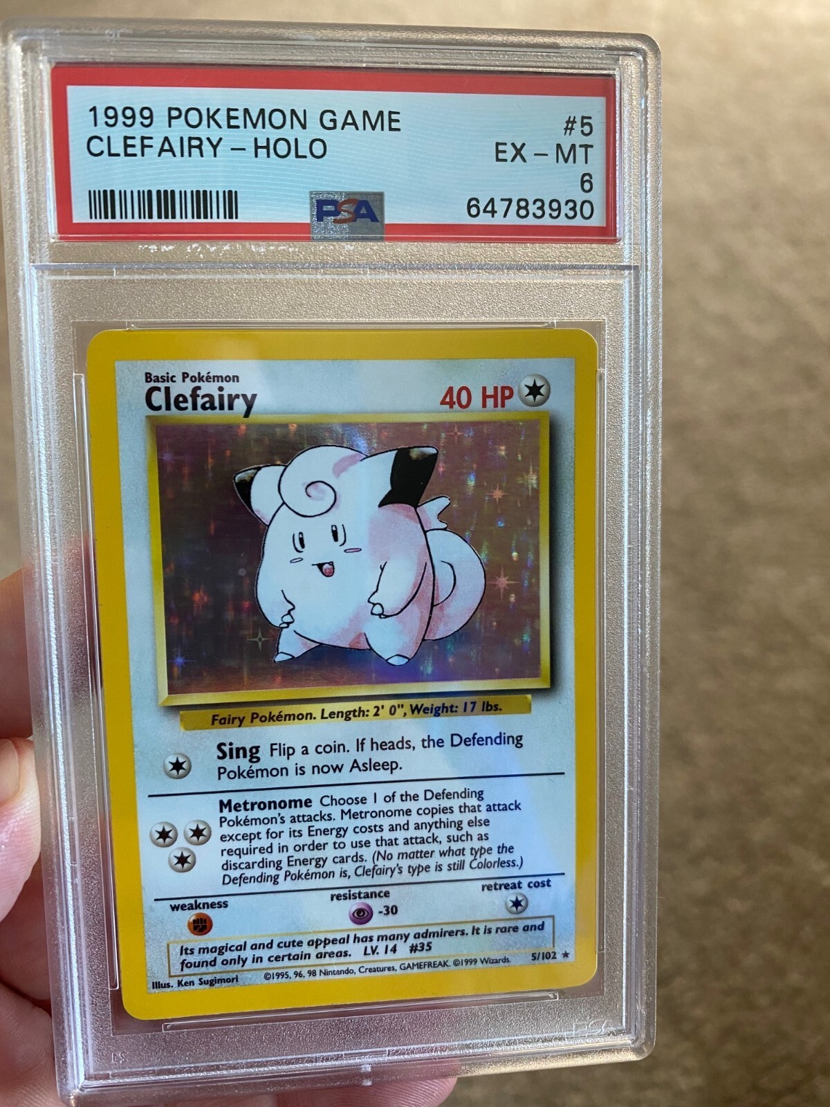 PSA 6 Clefairy Holo 5/102 Ultra Rare Base Set WOTC 1999 Pokemon Card | eBay