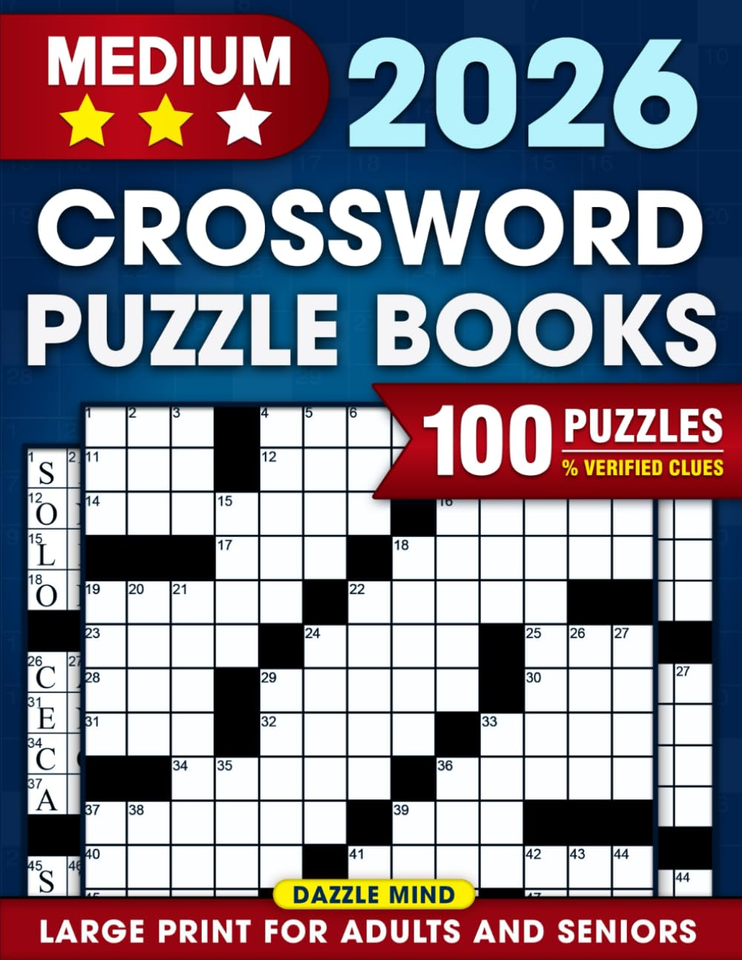 Medium-Difficulty Crossword Puzzle Books for Adults and Seniors: 100 ...
