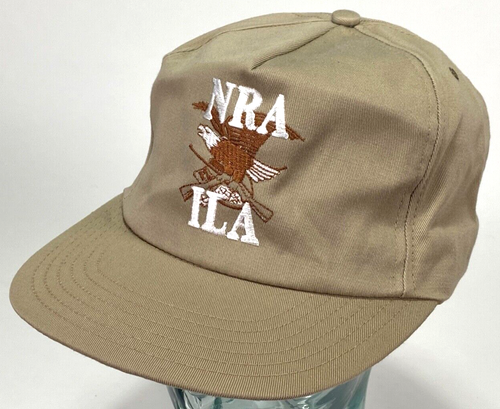 Vintage NRA ILA Leather Strapback Hat Cap Khaki National Rifle ...