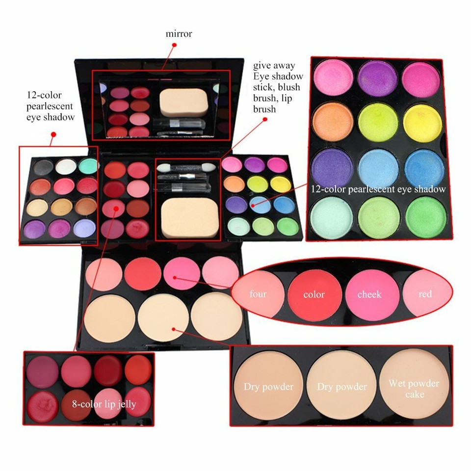 39 Colors Pro Makeup Eyeshadow Palette Lip Gloss Powder Blush Cosmetic ...