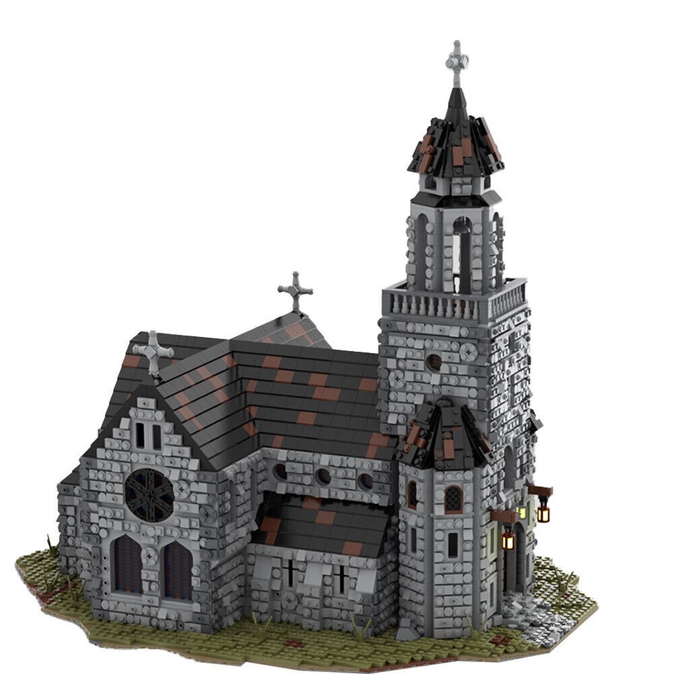 Moc building block Medieval Cathedral Model with Castle and Bell Tower ...