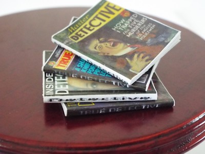 4 Mini 'DETECTIVE' mystery MAGAZINES - Dollshouse 1:12 scale OPENING ...