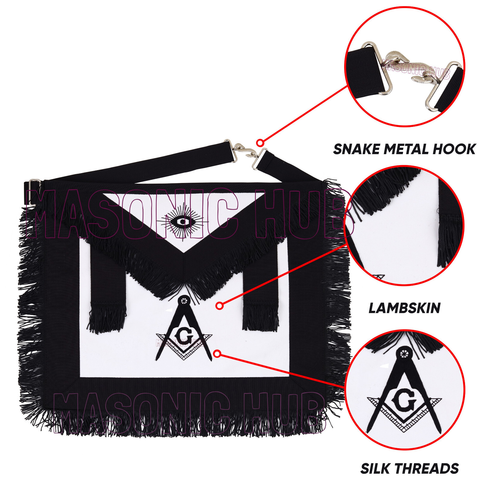 Handmade 100% Lambskin Master Mason Funeral Apron in Black with ...