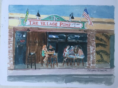 THE VILLAGE PUMP, LAUD. BY THE SEA, FL / W/C PRINT / 9 " X 7"/ MIMI ...