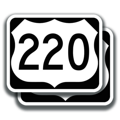 U.S. ROUTE 220 DECAL 2 Stickers Road Sign Bogo Highway Car Truck Bumper ...