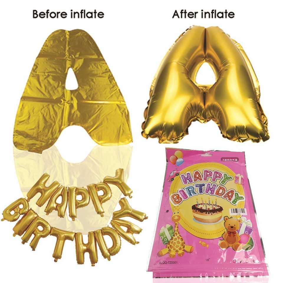 LARGE HAPPY BIRTHDAY SELF INFLATING BALLOON BANNER BUNTING PARTY ...