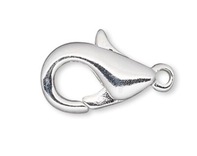 100 Deluxe Silver Plated Brass 10x6mm Self-Closing Lobster Claw Clasps ...