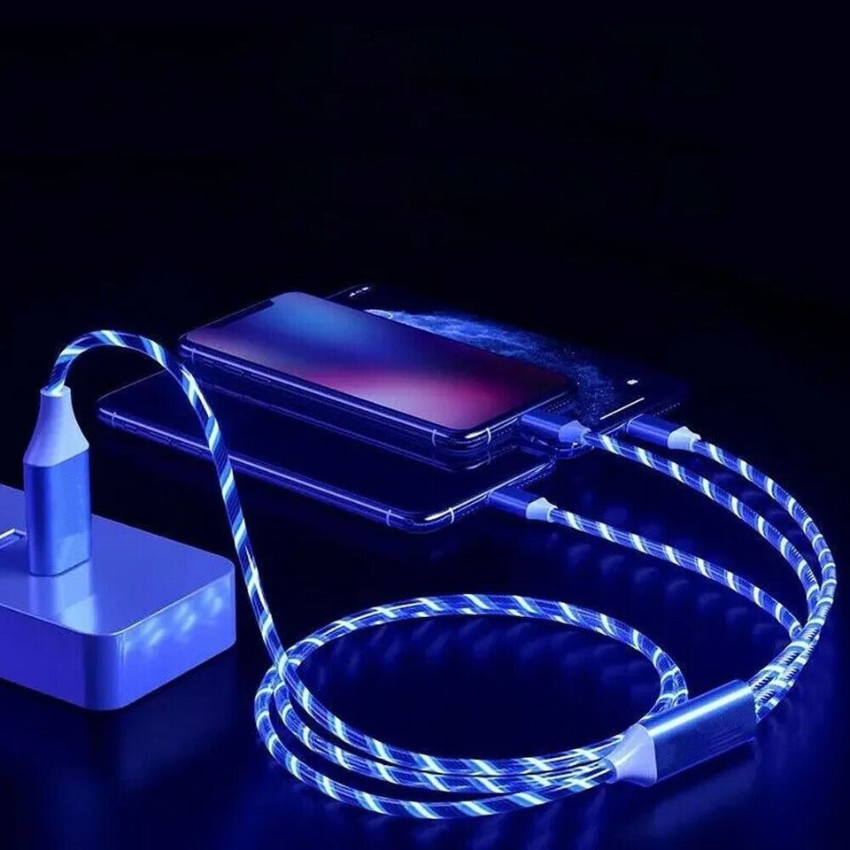 Light Up Flowing Led Type C Fast Charging Charger Cable Cord For ...