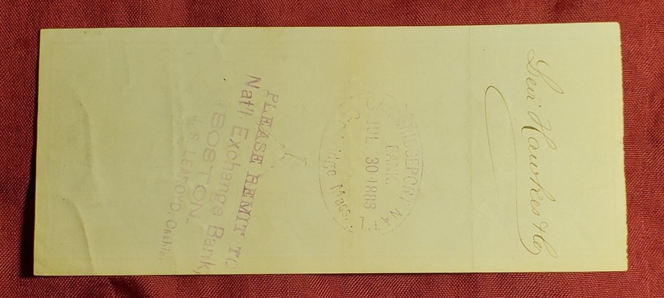 HUDSON NATIONAL BANK - 1883 HUDSON, MASS / MA - REVENUE STAMPS & BANK ...