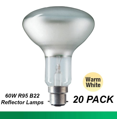 20 x 60W Incandescent R95 Reflector Light Globes Bulbs Bayonet B22 BC ...
