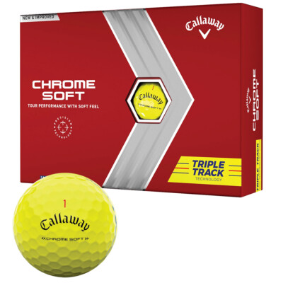 Callaway Chrome Soft Triple Track Golf Balls 1 Dozen (12), Yellow ...