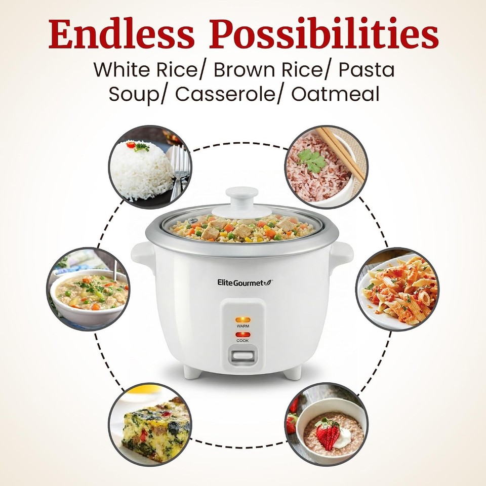Innovative 6-Cup Rice Cooker - Includes Measuring Cup and Paddle, White ...