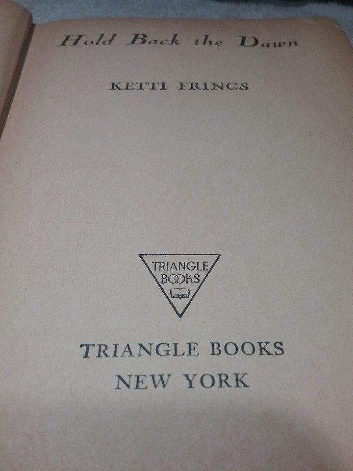 Ketti Frings - Hold Back the Dawn - Hardcover - 1940 | eBay