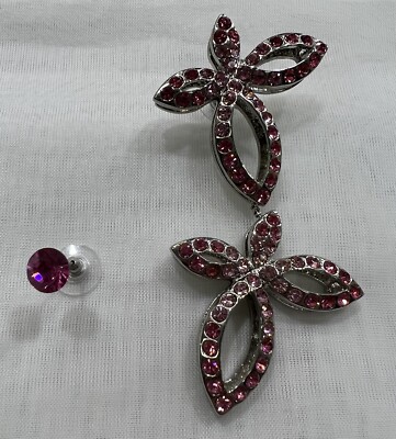 Handmade Unique 3.5” One Side Earring with Crystals. Post Earrings ...