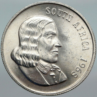 1968 SOUTH AFRICA Founder Jan van Riebeeck Deer PROOF Silver 1 Rand ...