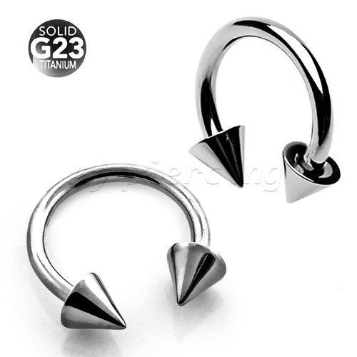 PAIR G23 Titanium Spike End Horseshoe Circular Barbell Ear & Septum 16G 14G | eBay