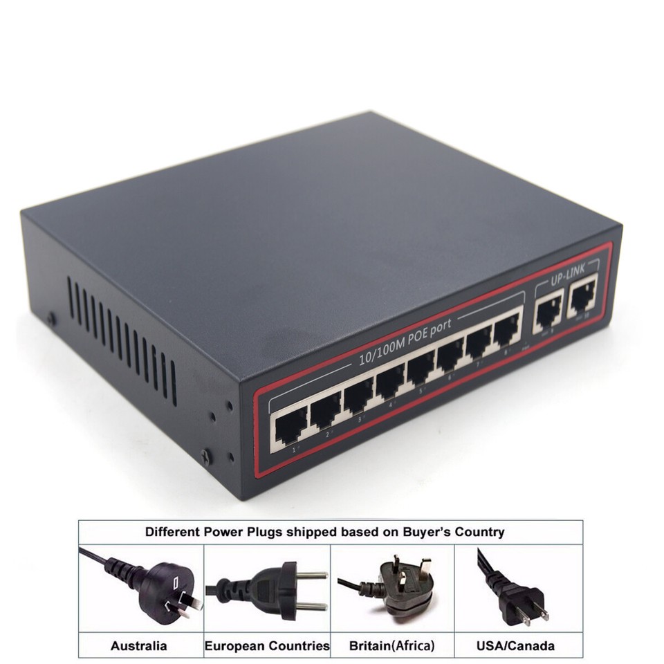 8 Port POE Networking Ethernet Switch Power Over Ethernet for IP ...