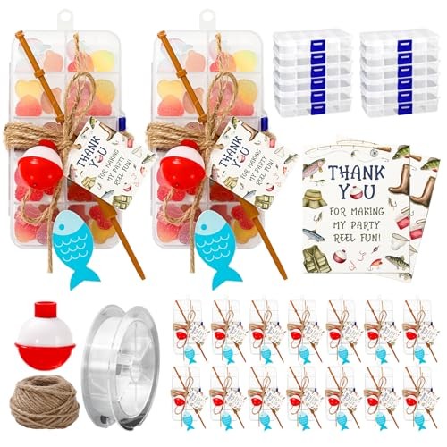 28 Sets Fishing Party Favors Mini Tackle Boxes with Red White Floaters ...