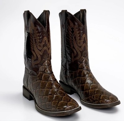 CABALLO DORADO MEN'S BROWN FISH PIRARUCU LEATHER WESTERN EXOTIC COWBOY ...