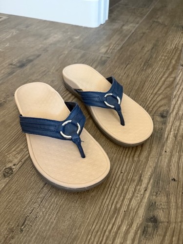 Vionic Tide Aloe Navy Leather Sandal Flip Flop Womens Size 8 Shoes Arch ...
