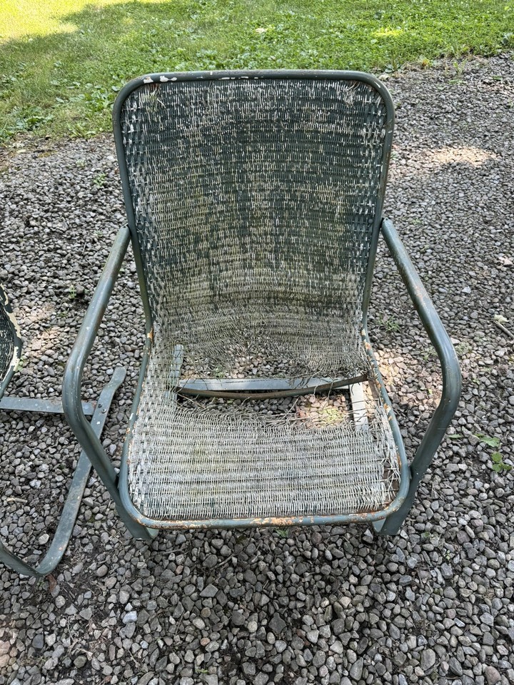 2 Vintage Wrought Iron Outside Lawn Patio Spring Rocking Chairs | eBay