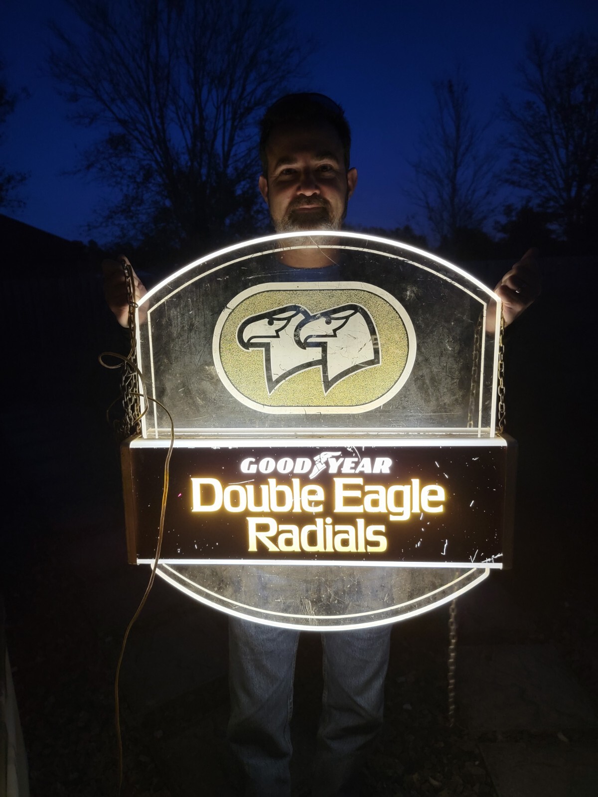 Vintage DS Goodyear Tire Light Sign Lamp Gas Oil Station Island Radial ...