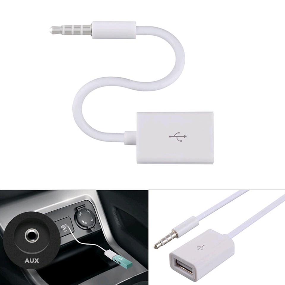 3.5mm Male AUX Audio Plug Jack To USB 2.0 Female Adapter Converter Car ...
