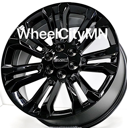 22" gloss black OE 5666 replica SES wheels fits 2022 GMC Sierra AT4 ...