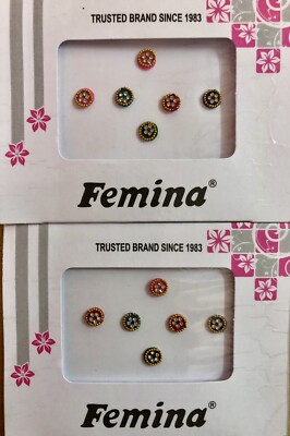 2 pack 12 pc Indian Forehead Stone Bindi Temporary Body Tattoo Sticker ...
