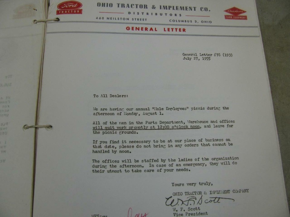 1955 Ohio Tractor & Implement Co Letters to Ford Tractor Dealers | eBay
