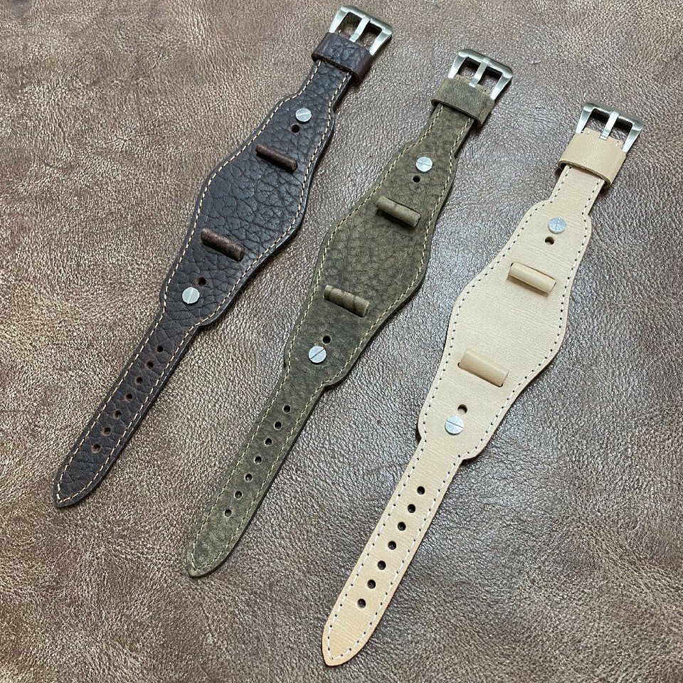 Size 16/18/20mm Genuine Cow Leather Cuff Wire Lug Watch Strap/Band #123 ...