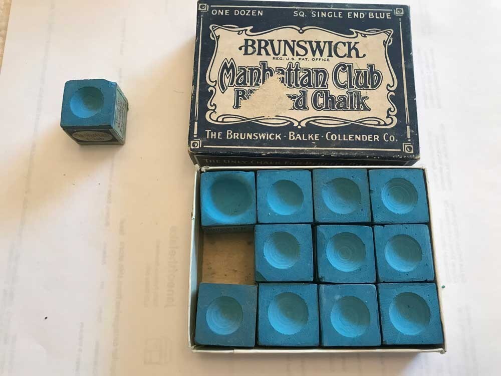 Antique Pool/Billiard/Brunswick Manhattan Club Blue Billiard Chalk With ...