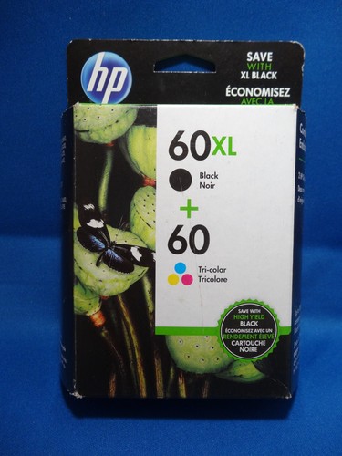HP 60XL Black & 60 Tri Color Ink Cartridges 2-Pack Combo Genuine Exp ...