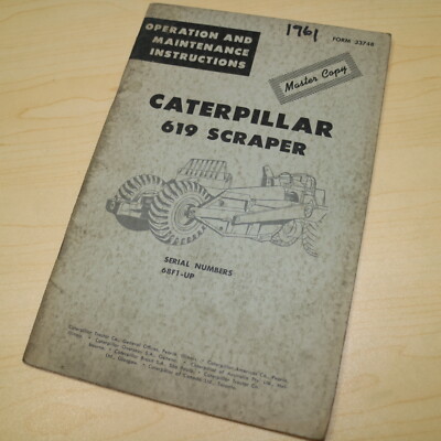 CAT Caterpillar 619 Pan Scraper Operator Manual owner book operation ...