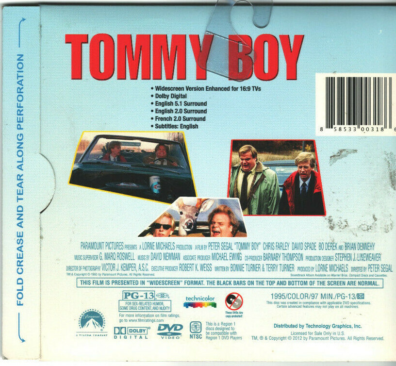 TOMMY BOY (DVD, 2012, Thin 5x5 Sleeve) NEW WITH LENTRICULAR COVER | eBay
