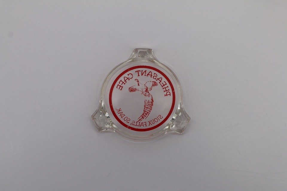 Vintage Clear Glass Marketing Ashtray Pheasant Cafe Sioux Falls South ...