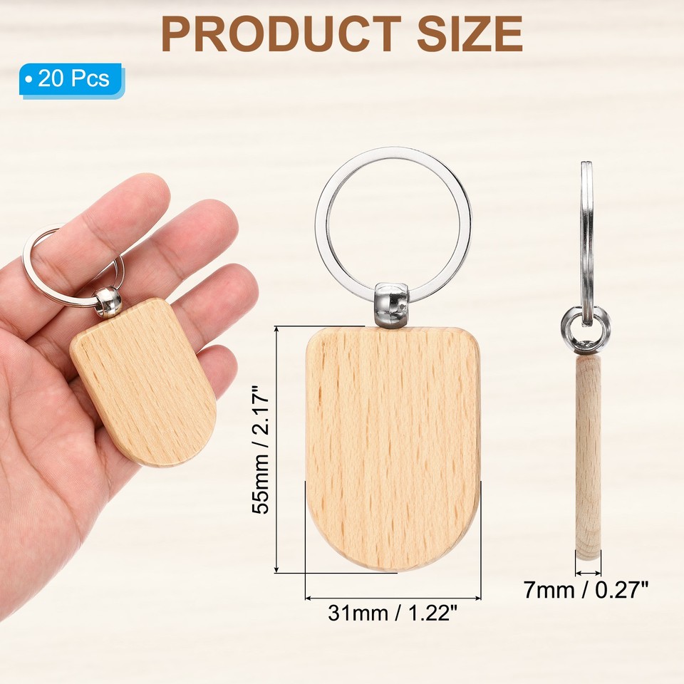 20Pcs Shield Shape Wooden Keychain Blanks, Wood Color | eBay