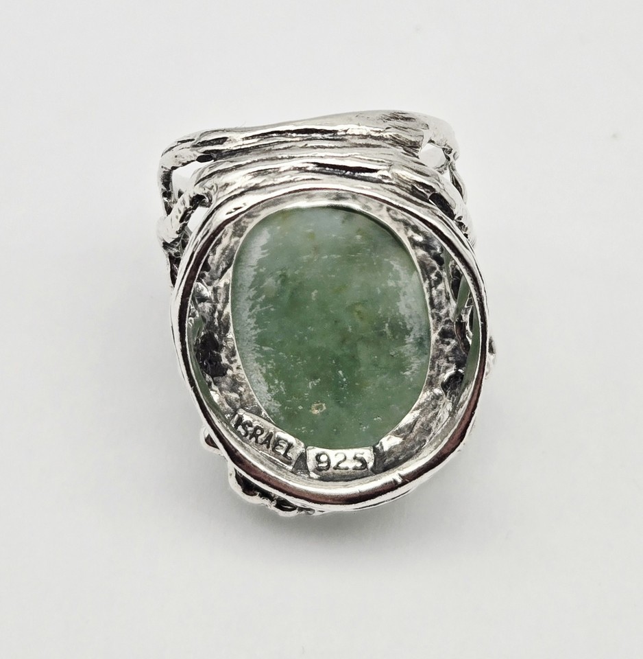 VTG Sterling Silver ISRAEL Brutalist Modernist Gemstone Ring Size 8 ...